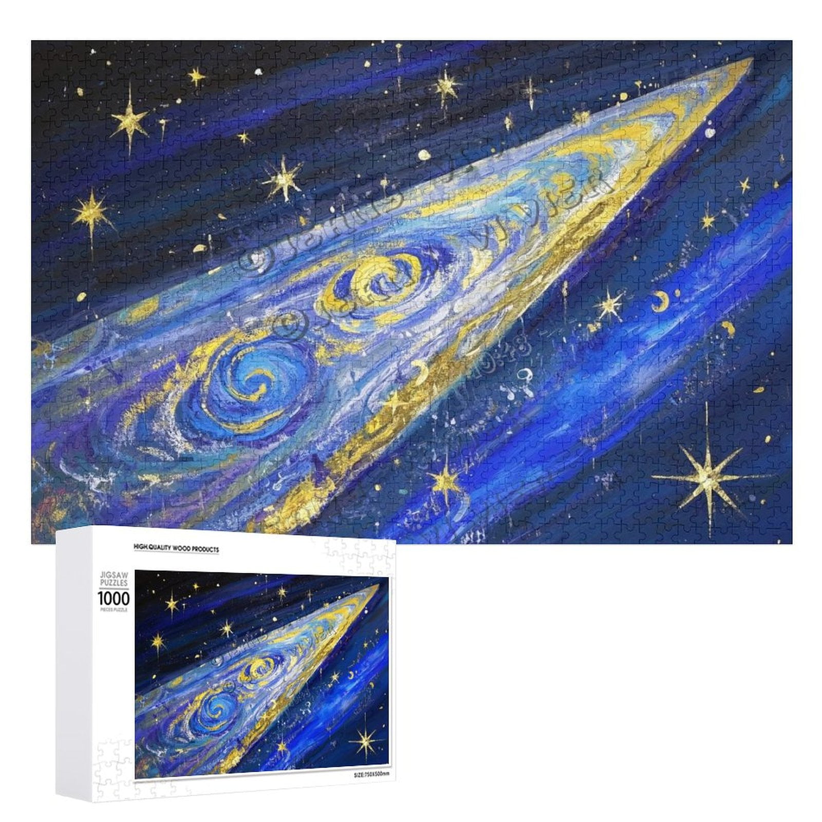 Starry Sky Puzzle – 1000 pcs Wooden Jigsaw with Golden Printed Night ...