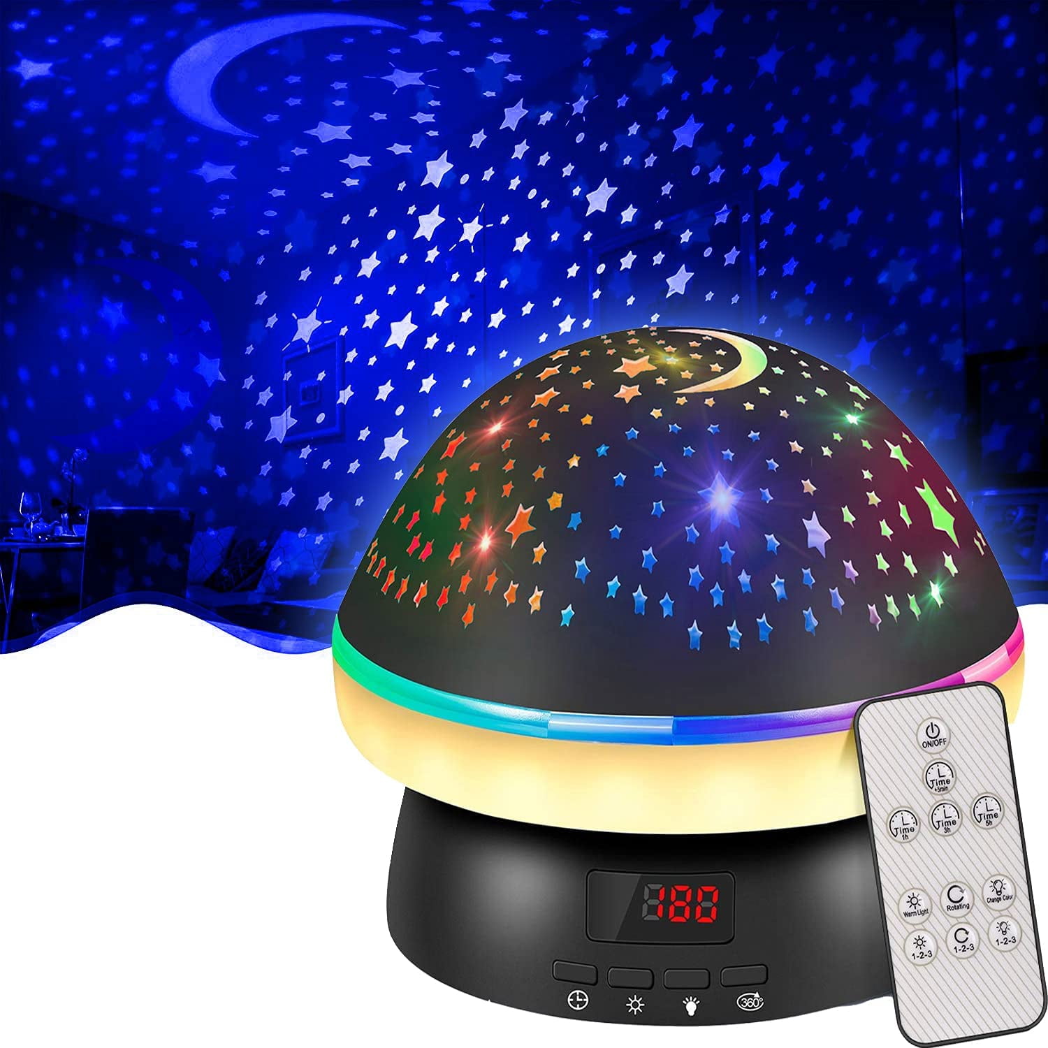 Starry Sky Rotating Star Projector Night Light,Projector Light Dimmable ...