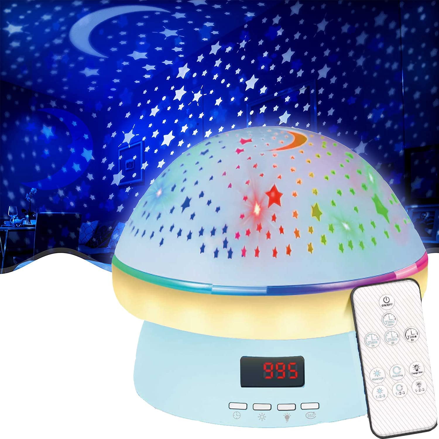 Starry Sky Rotating Star Projector Night Light,Projector Light Dimmable ...
