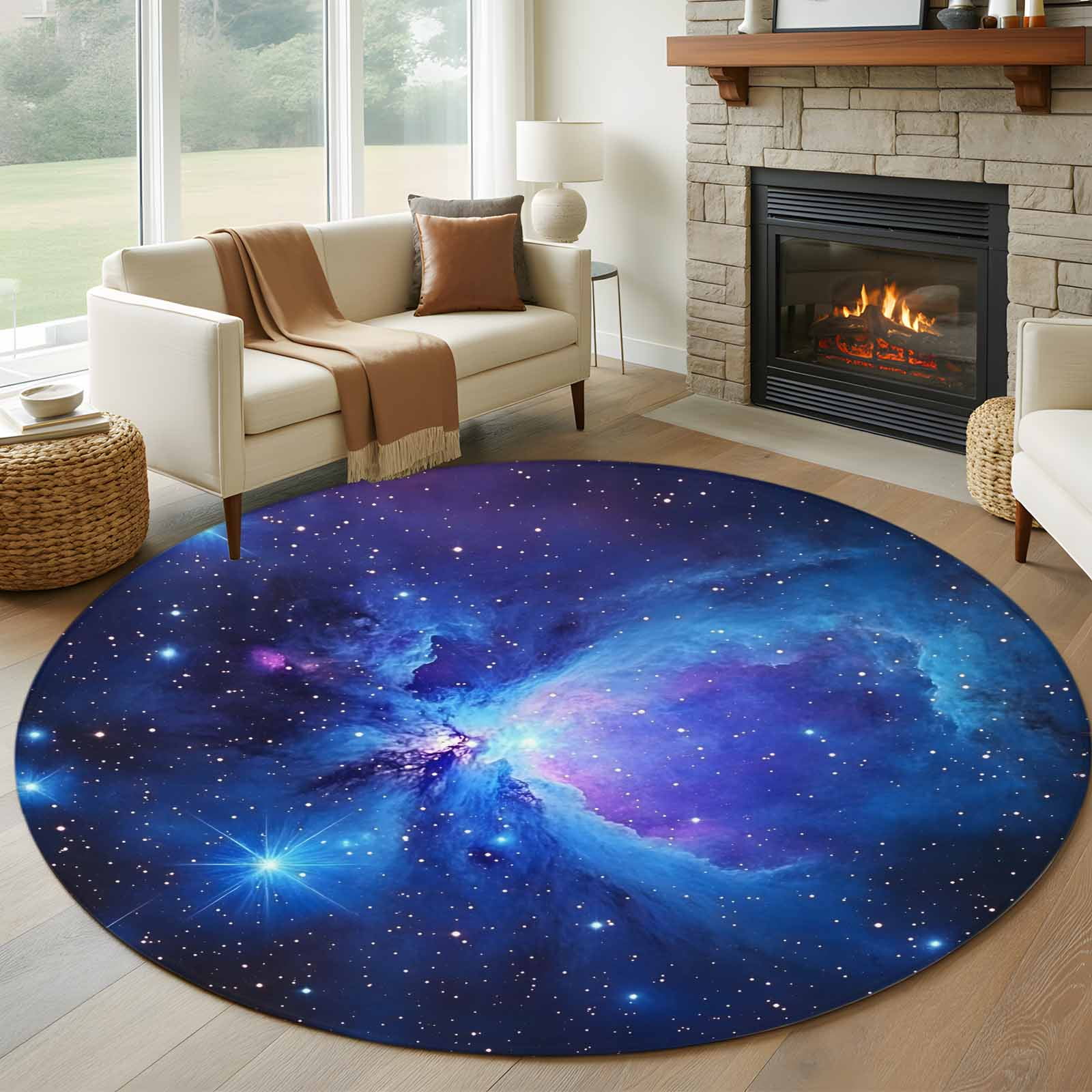 Starry Sky Round Rug 5ft Washable Circle Kitchen Rugs Non Slip Modern ...