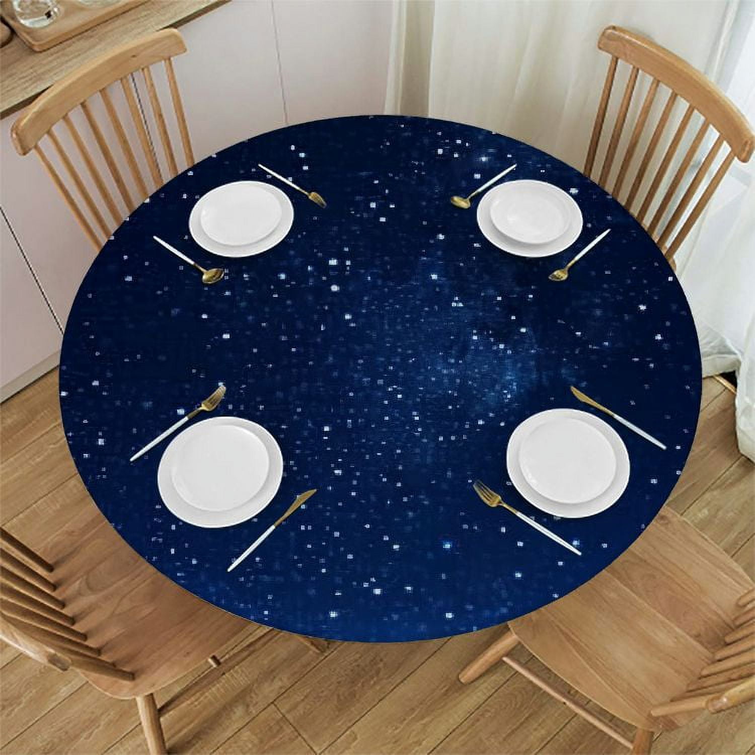 Starry Sky Round Tablecloth with Elastic Edge, Starry Sky Style Texture ...