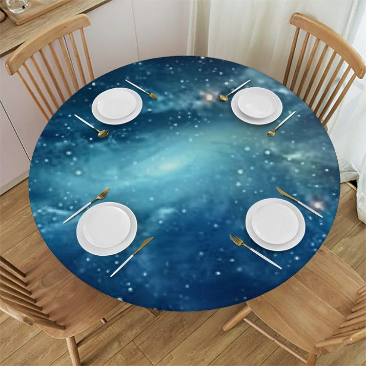 Starry Sky Round Tablecloth with Elastic Edge, Starry Sky Style Texture ...