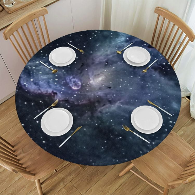 Starry Sky Round Tablecloth with Elastic Edge, Starry Sky Style Texture ...