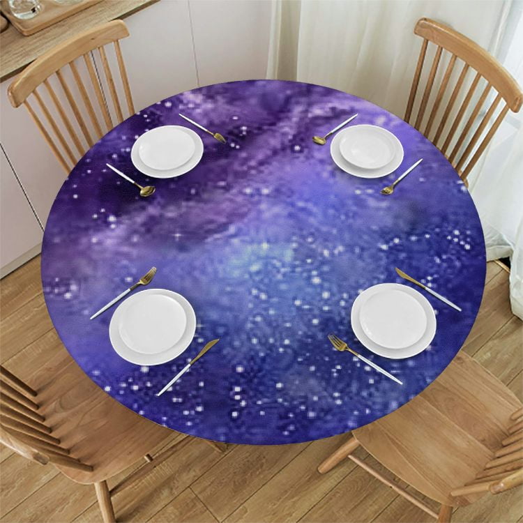Starry Sky Round Tablecloth with Elastic Edge, Starry Sky Style Texture ...