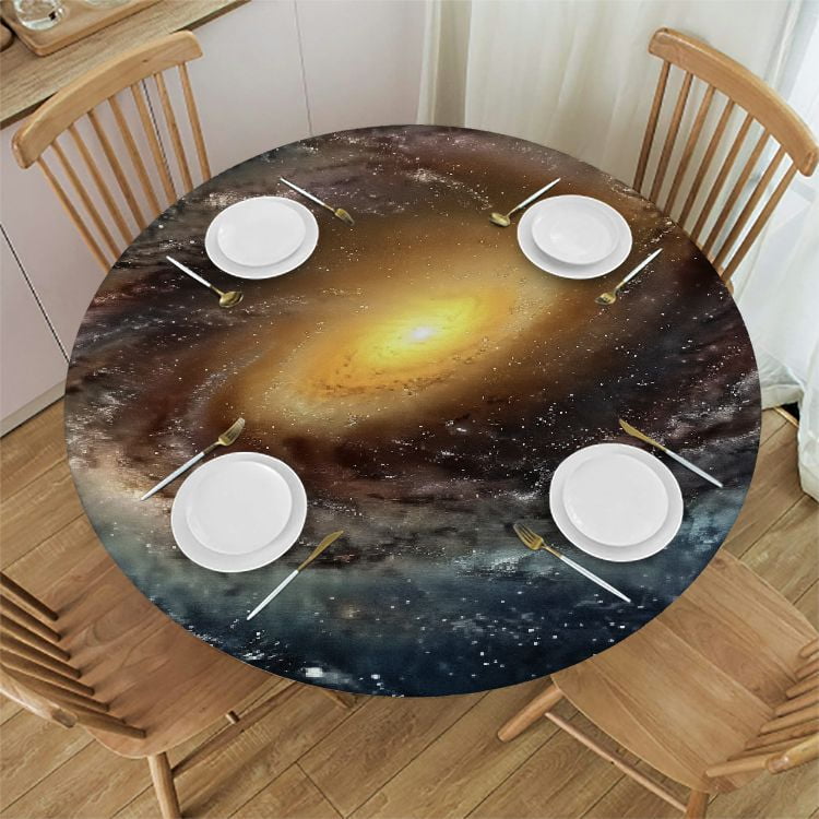Starry Sky Round Tablecloth with Elastic Edge, Starry Sky Style Texture ...