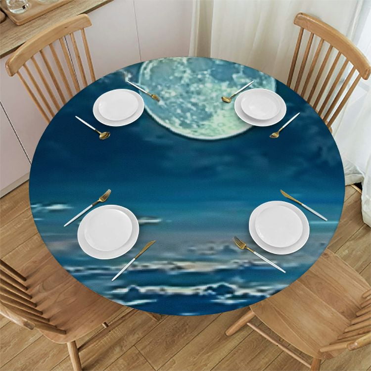 Starry Sky Round Tablecloth with Elastic Edge, Starry Sky Style Texture ...