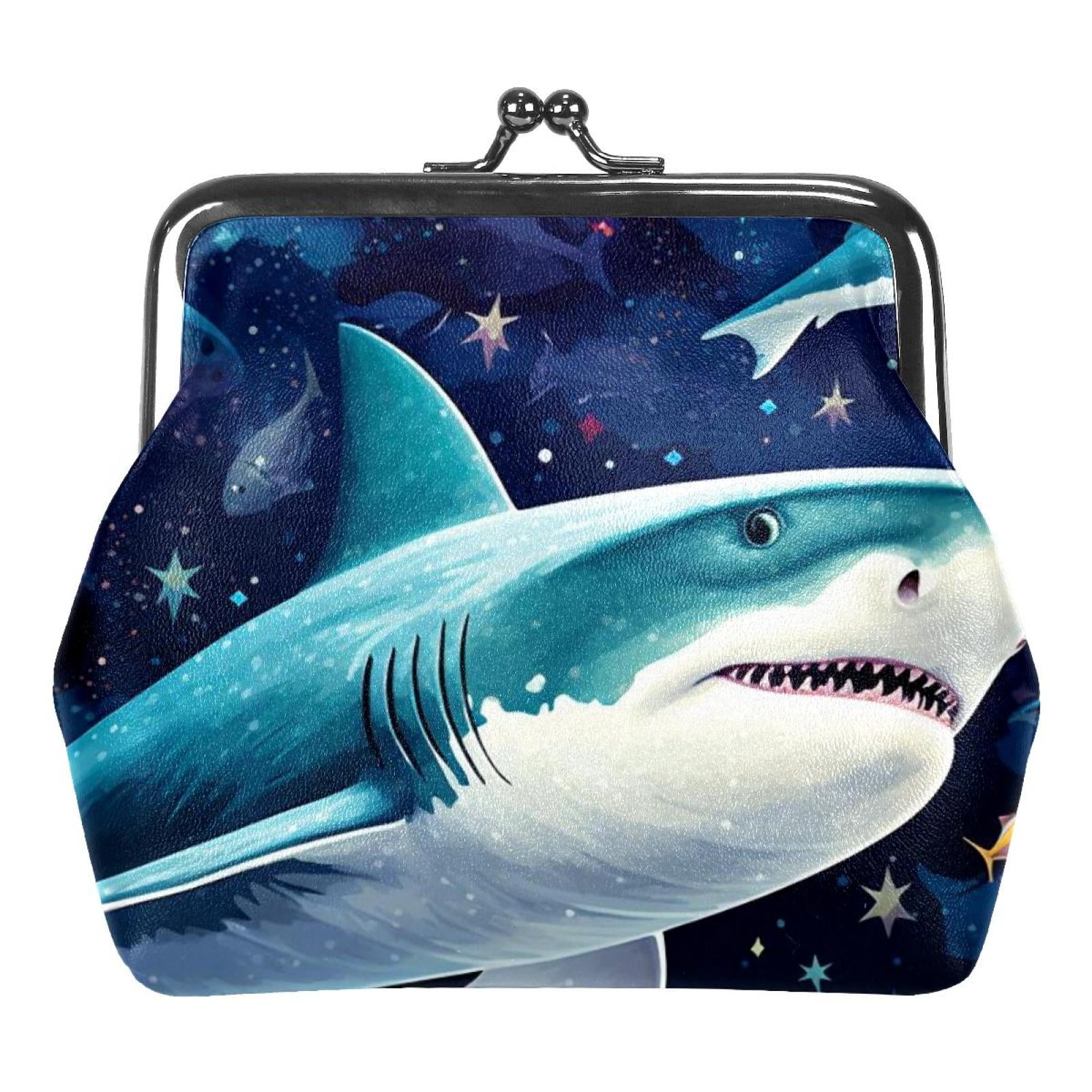 Starry Sky Shark Coin Purse Vintage Pouch Buckle Clutch Bag Kiss-Lock ...