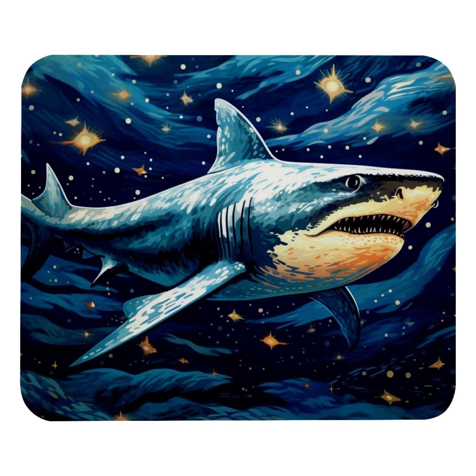 Starry Sky Shark Computer Mouse Pad,Rubber Mouse Mat for Gaming, Office ...