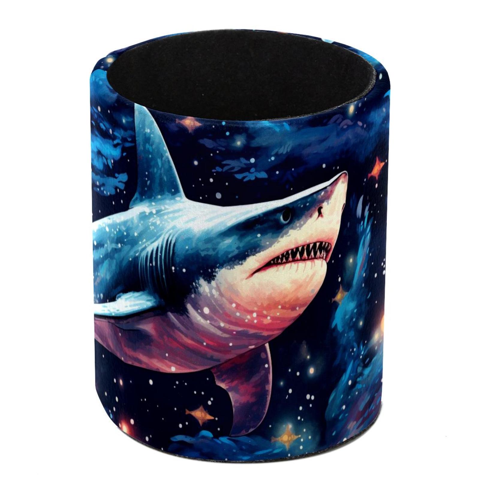 Starry Sky Shark Pencil/Pen Holder for desk, Round Desktop Organizer ...