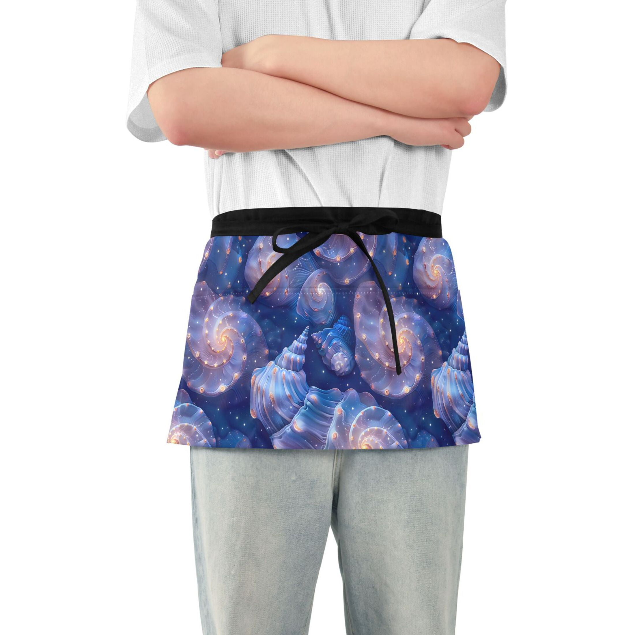 Starry Sky Shells Server Apron with 3 Pockets Waterproof Waitress Waist ...