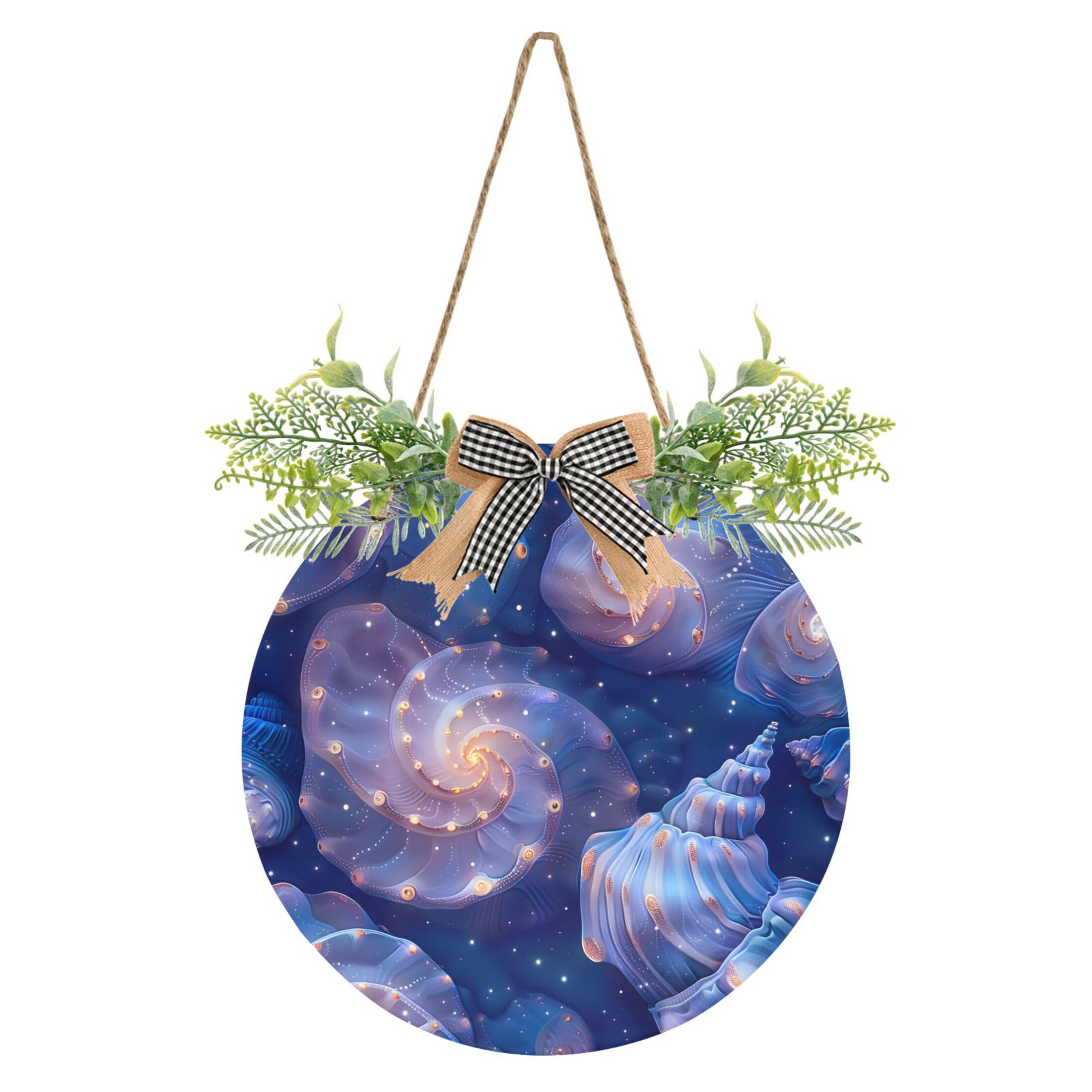 Starry Sky Shells Welcome Front Door Sign Round 12 inch Porch Hanging ...