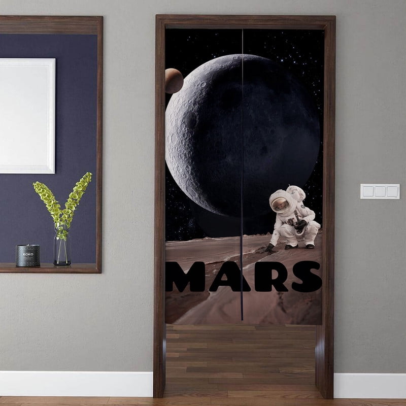 Starry Sky Space Art Noren Beautiful Door Curtain, Mars Astronaut ...
