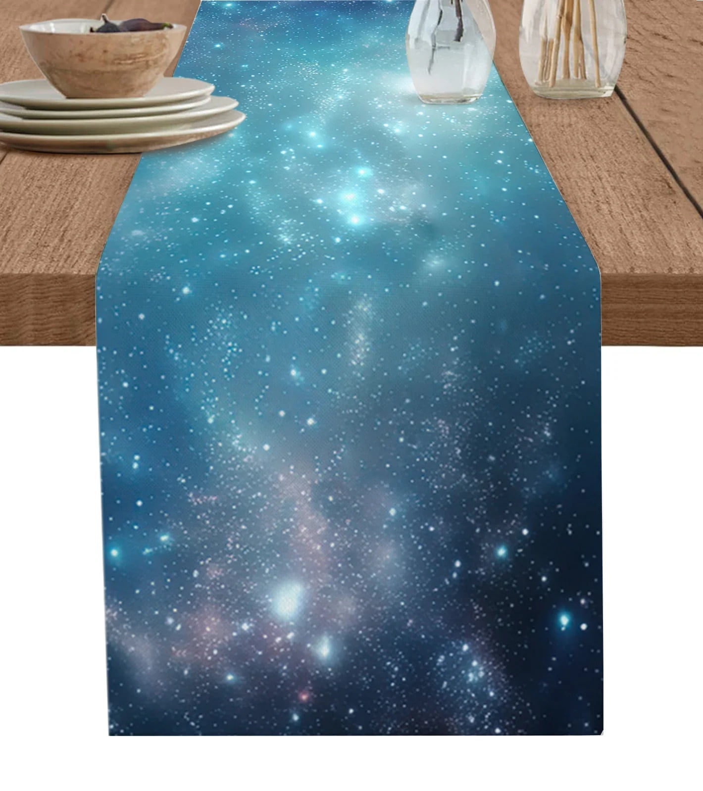Starry Sky Stars Milky Way Table Runner Cotton Linen Wedding r Table ...