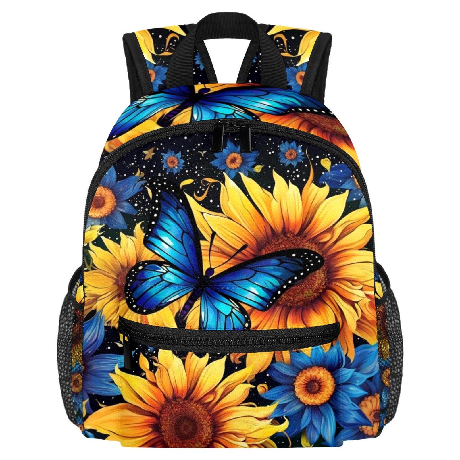 Starry Sky Sunflower Butterfly Adjustable Shoulder Strap Backpack ...