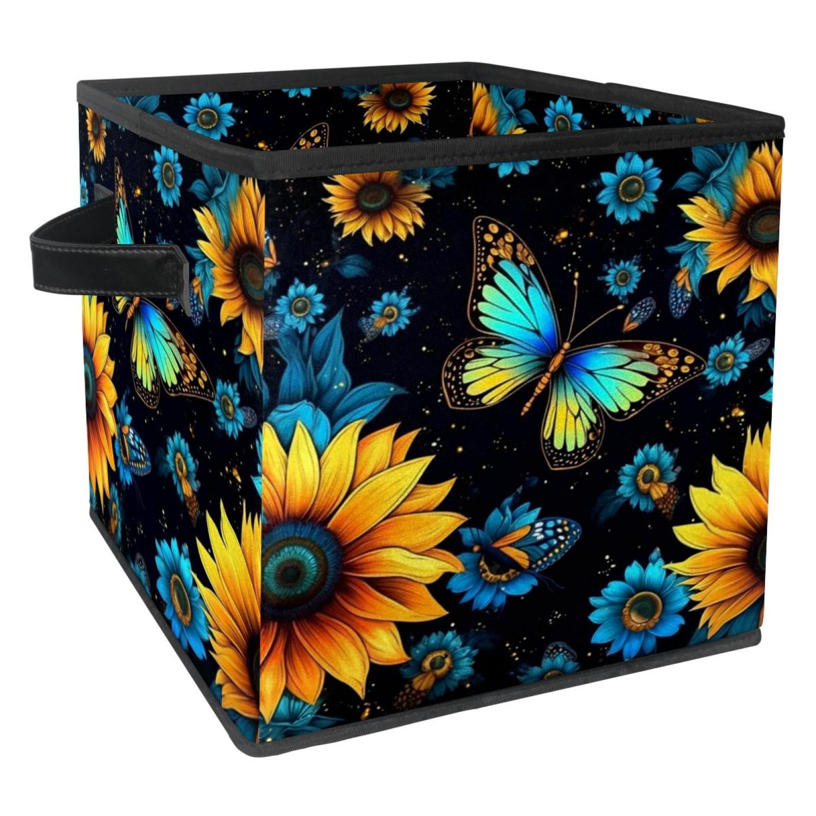 Starry Sky Sunflower Butterfly Collapsible Storage Cubes, Cube ...