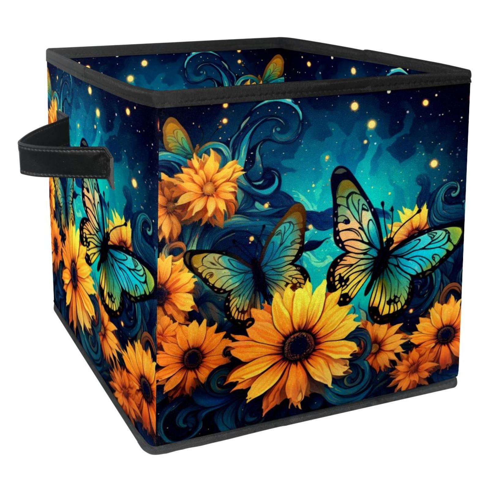 Starry Sky Sunflower Butterfly Foldable Clothes Storage Bins with ...