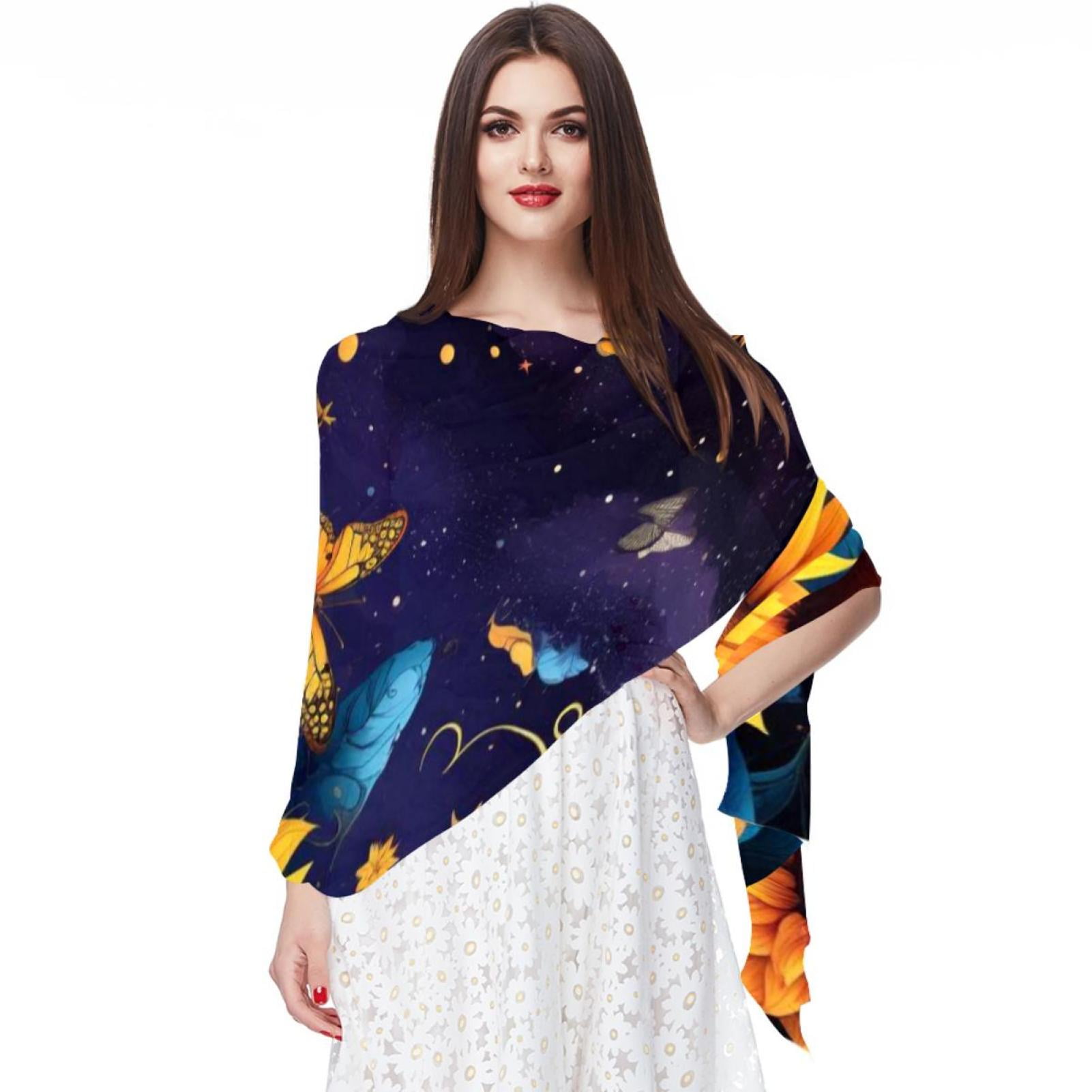 Starry Sky Sunflower Butterfly Light and Breathable Chiffon Yarn Silk ...