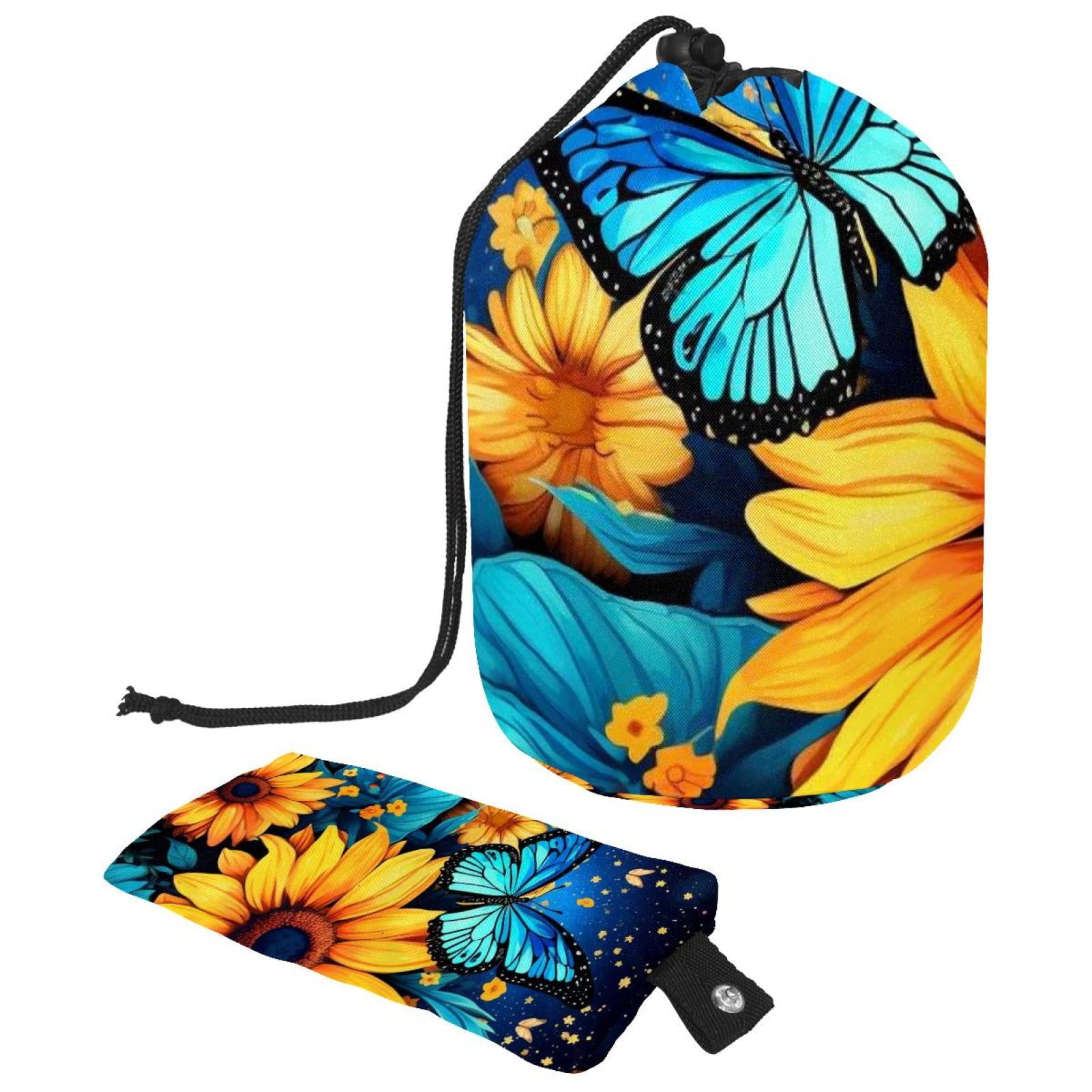 Starry Sky Sunflower Butterfly Portable Drawstring Foldable Travel Mesh ...