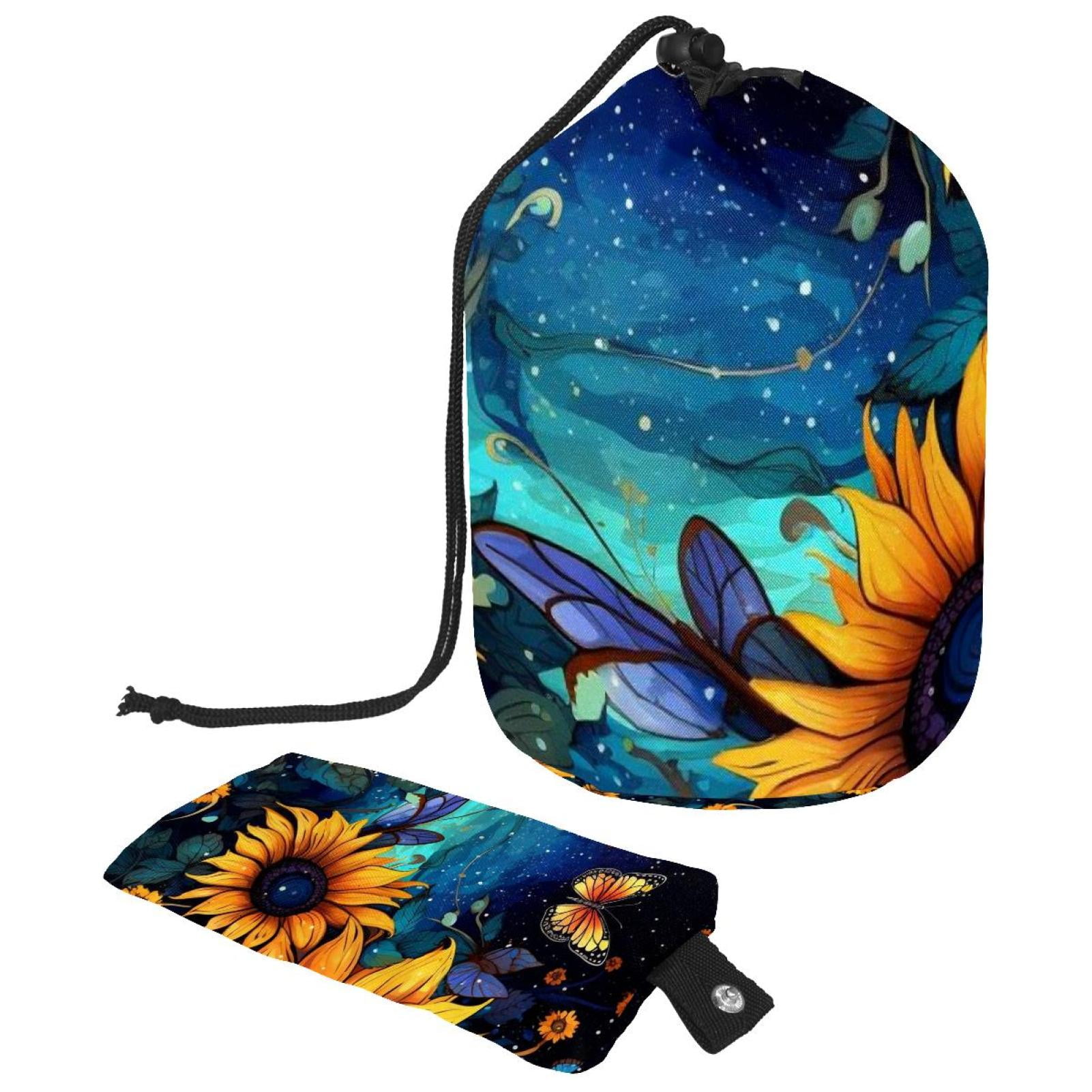 Starry Sky Sunflower Butterfly Portable Drawstring Foldable Travel ...