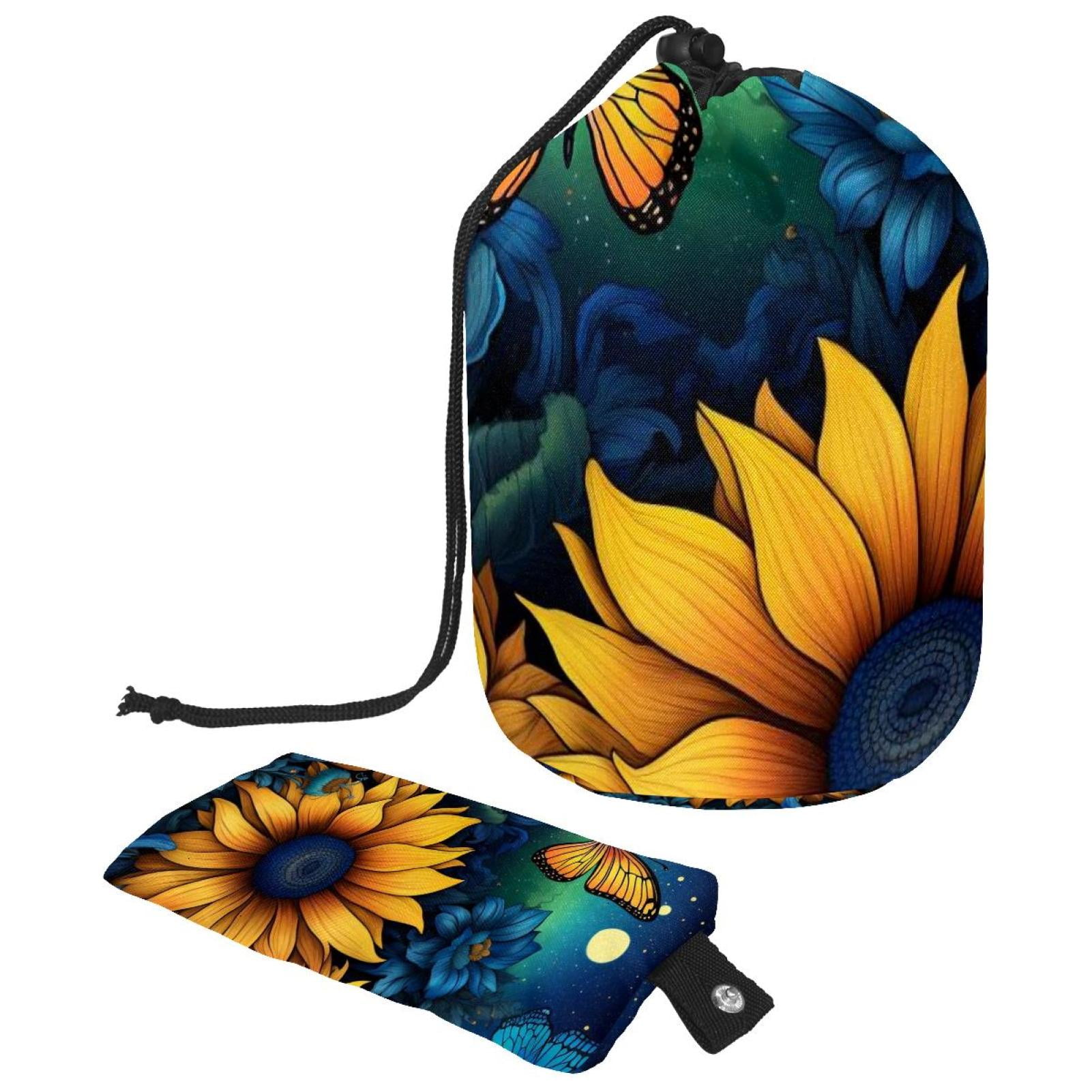 Starry Sky Sunflower Butterfly Portable Drawstring Wash Bag Shower Bags ...