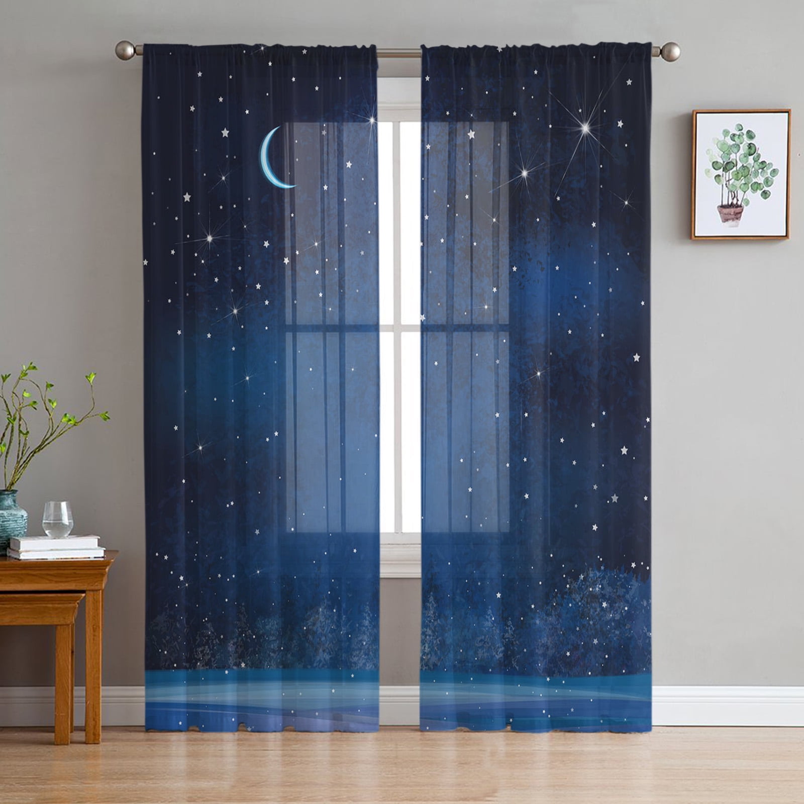 Starry Sky Symphony Galaxy Gauze Curtains For Children's Bedroom ...