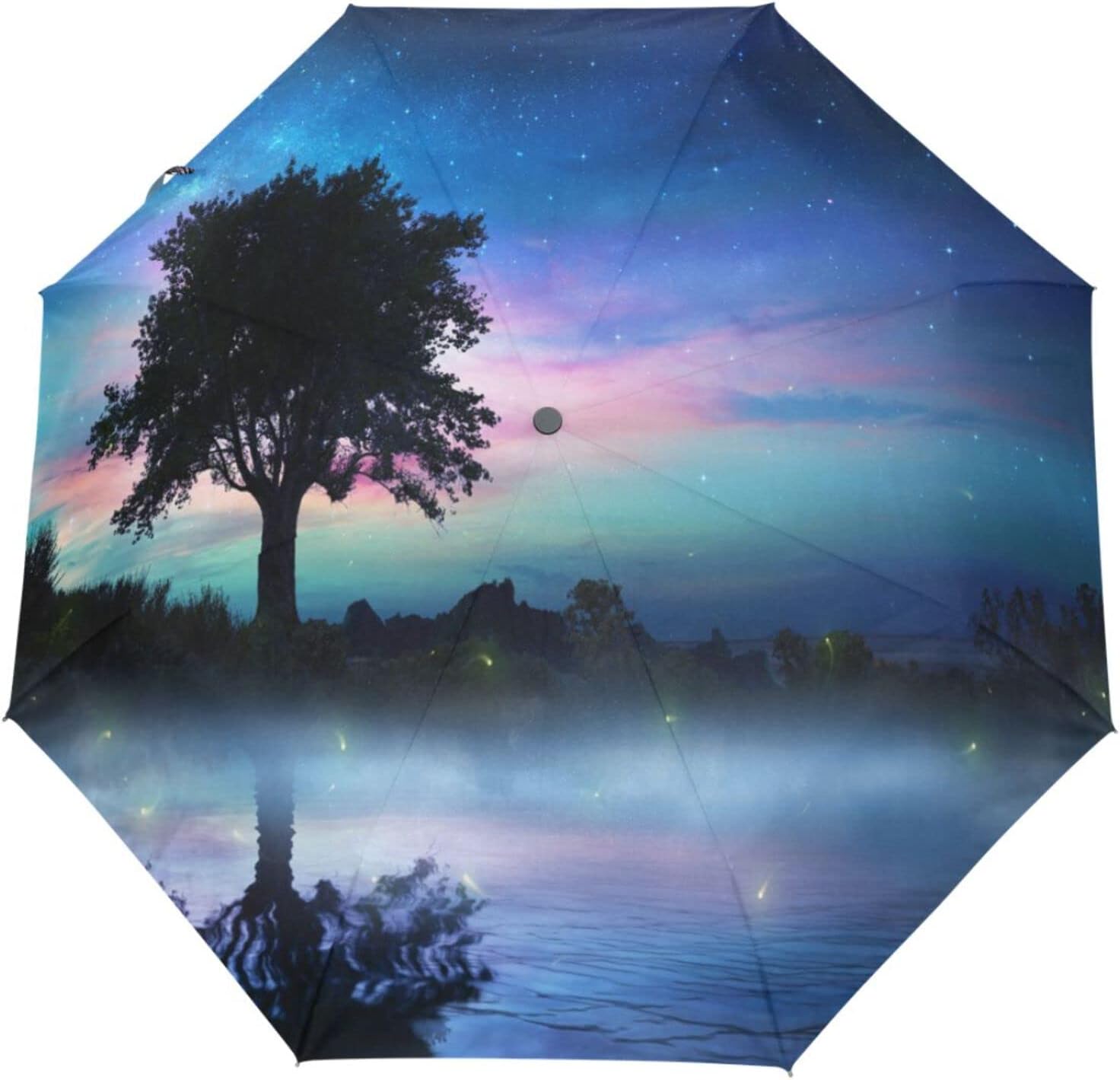 Starry Sky Tree Auto Umbrella Open Close Galaxy Universe Space Anti UV Umbrella Compact ...