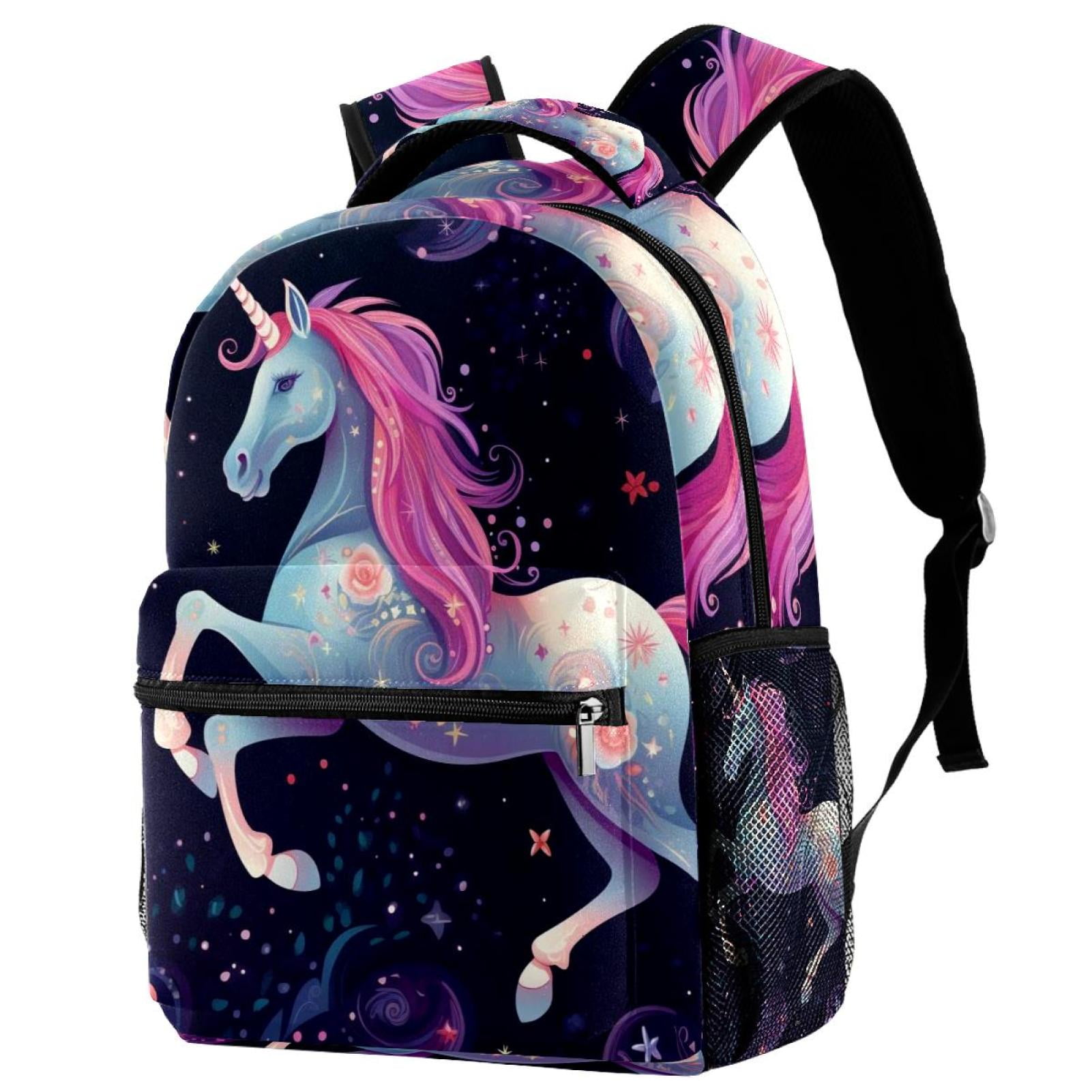 Starry Sky Unicorn Pink Hair Casual Backpacks Lightweight Premium ...