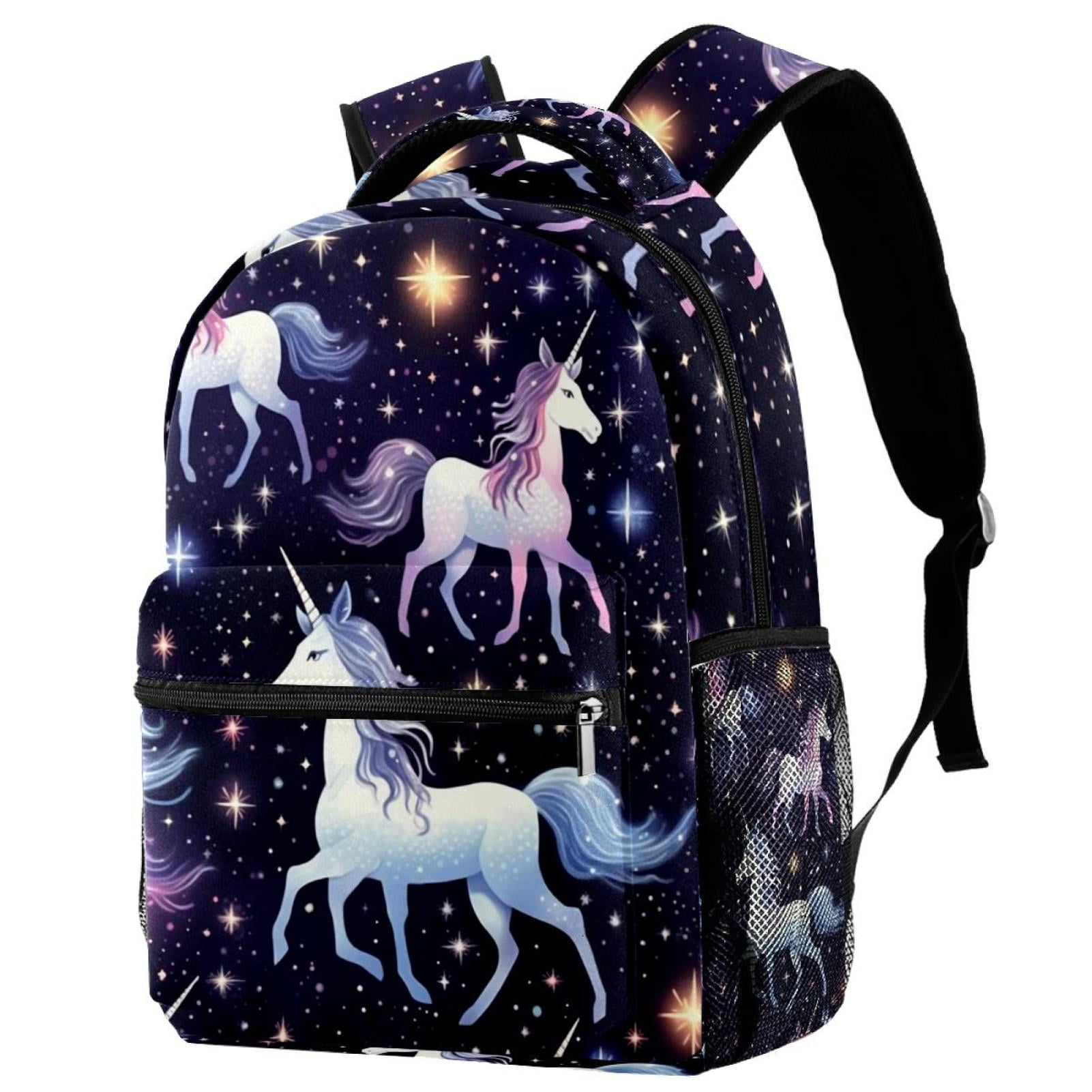 Starry Sky Unicorns Purple Print Lightweight Backpacks Roomy Interior ...