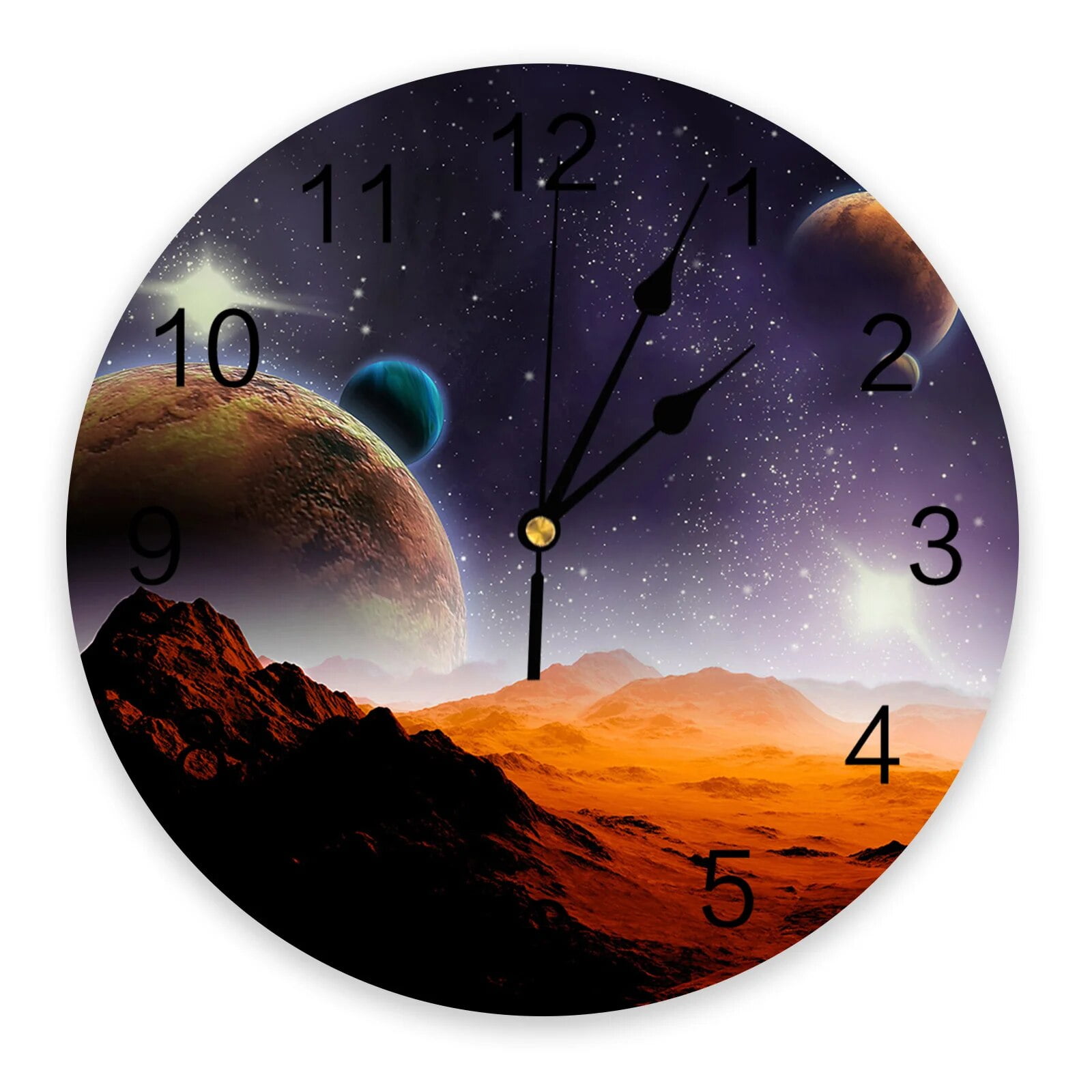 Starry Sky Universe Polka Dot Mountains Clocks Wall Home Decor Modern ...