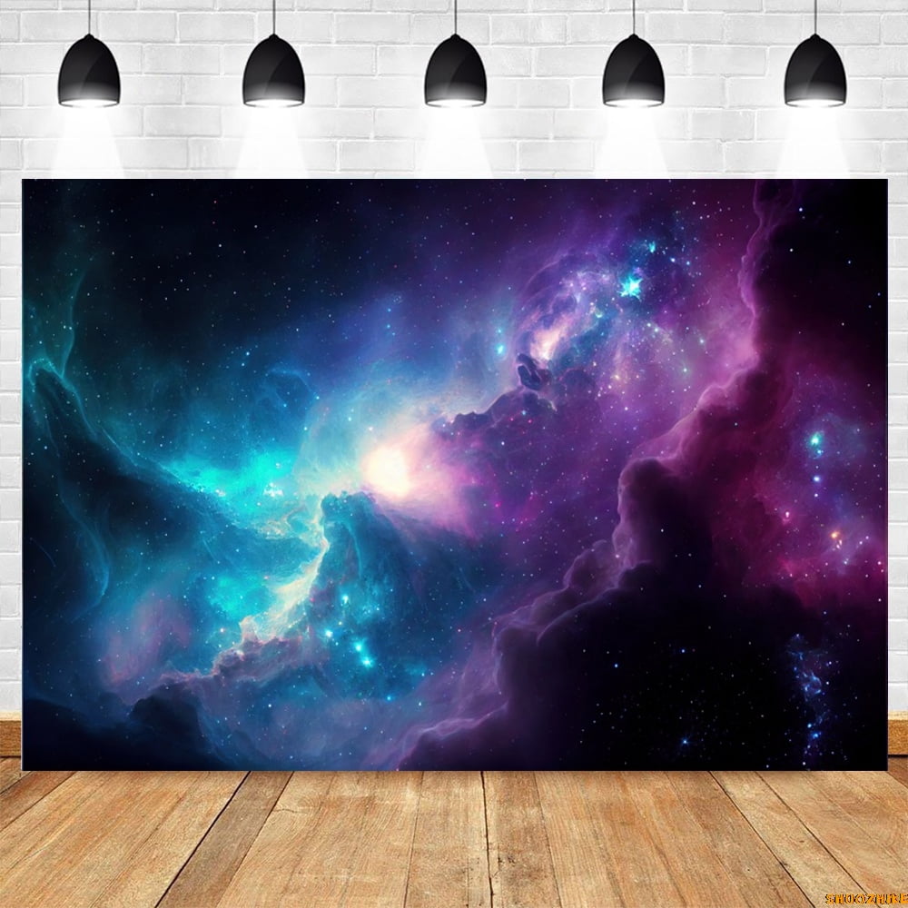Starry Sky Universe Space Backdrop Planets Galaxy Earth Baby Birthday ...