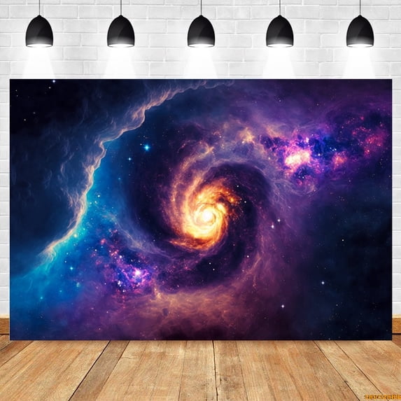 Starry Sky Universe Space Backdrop Planets Galaxy Earth Baby Birthday ...