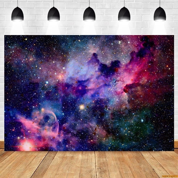 Starry Sky Universe Space Backdrop Planets Galaxy Earth Baby Birthday ...