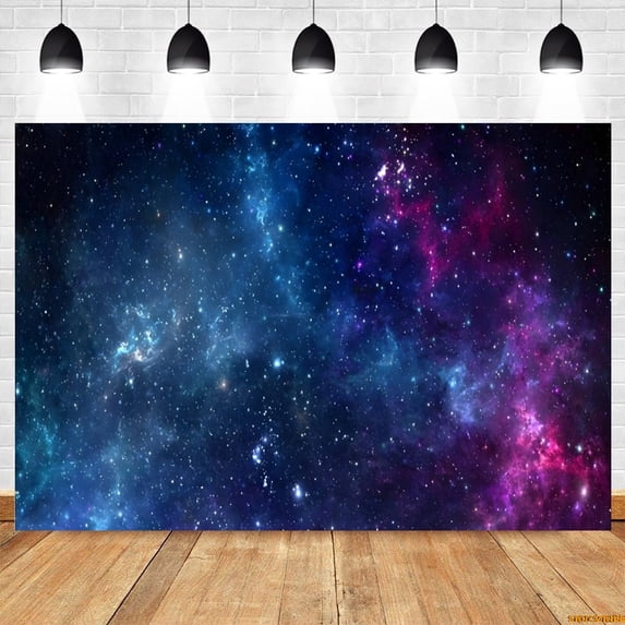 Starry Sky Universe Space Backdrop Planets Galaxy Earth Baby Birthday ...