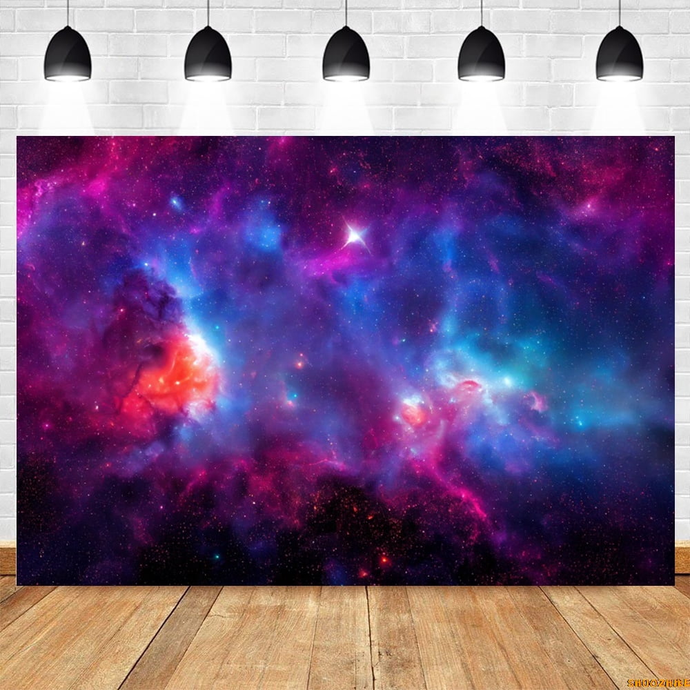 Starry Sky Universe Space Backdrop Planets Galaxy Earth Baby Birthday ...