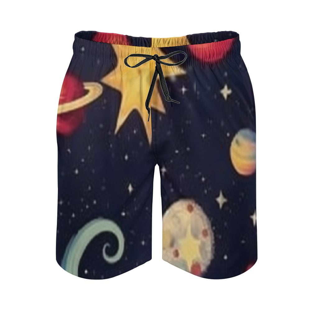 Starry Sky Universe Space Print Men's Beach Shorts, Quick Dry Swimwear ...