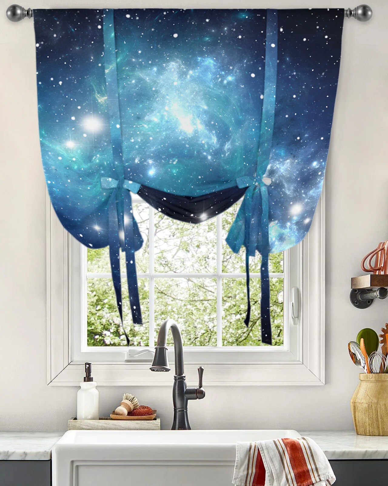 Starry Sky Universe Window Curtain for Living Room Bedroom Balcony Cafe ...