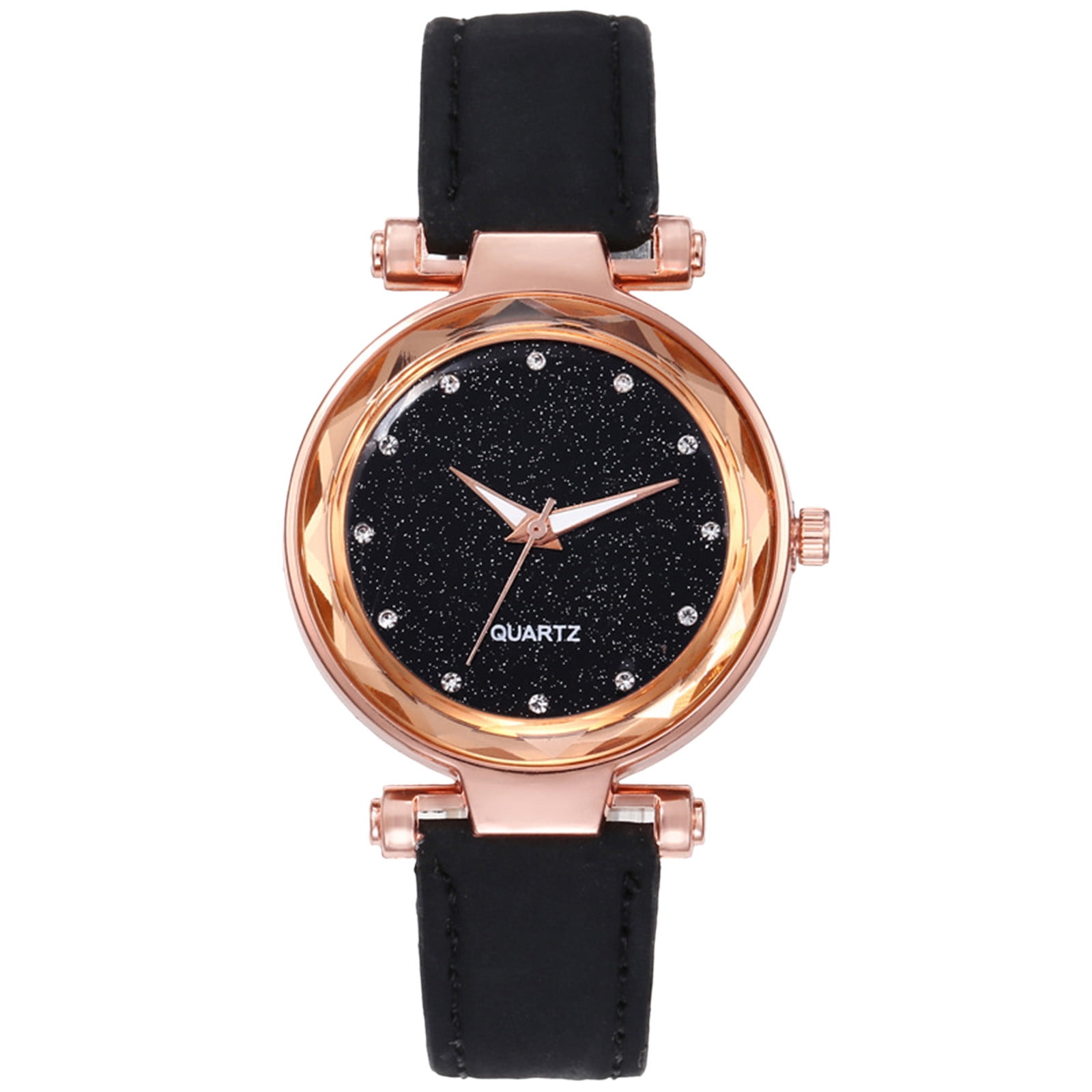 Starry-Sky Watch Frosted Belt Silver Pink Diamond Face Ladies Watch ...