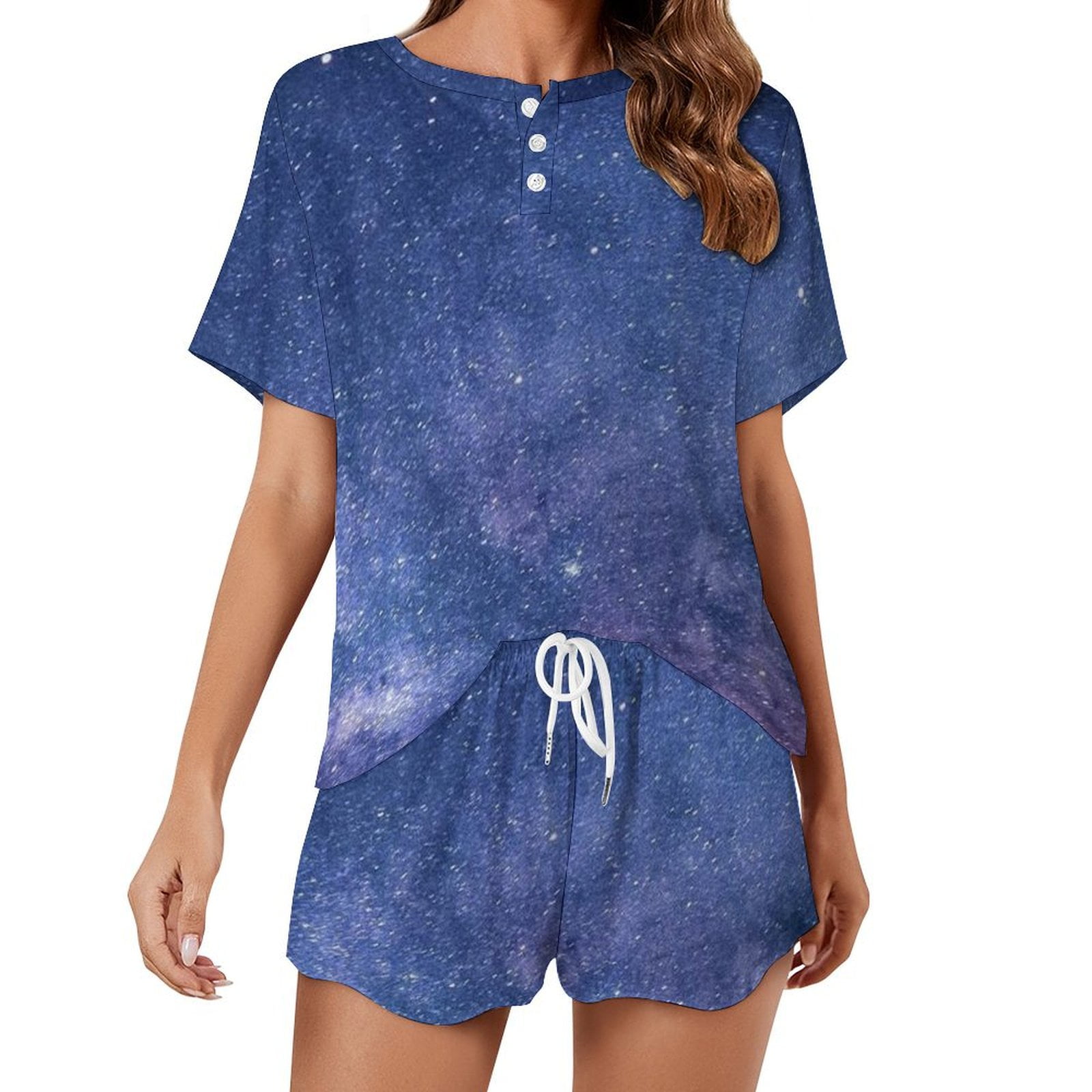 Starry Sky Women's Short Sleeve Pajama，Soft Sleepwear Pjs Short and ...