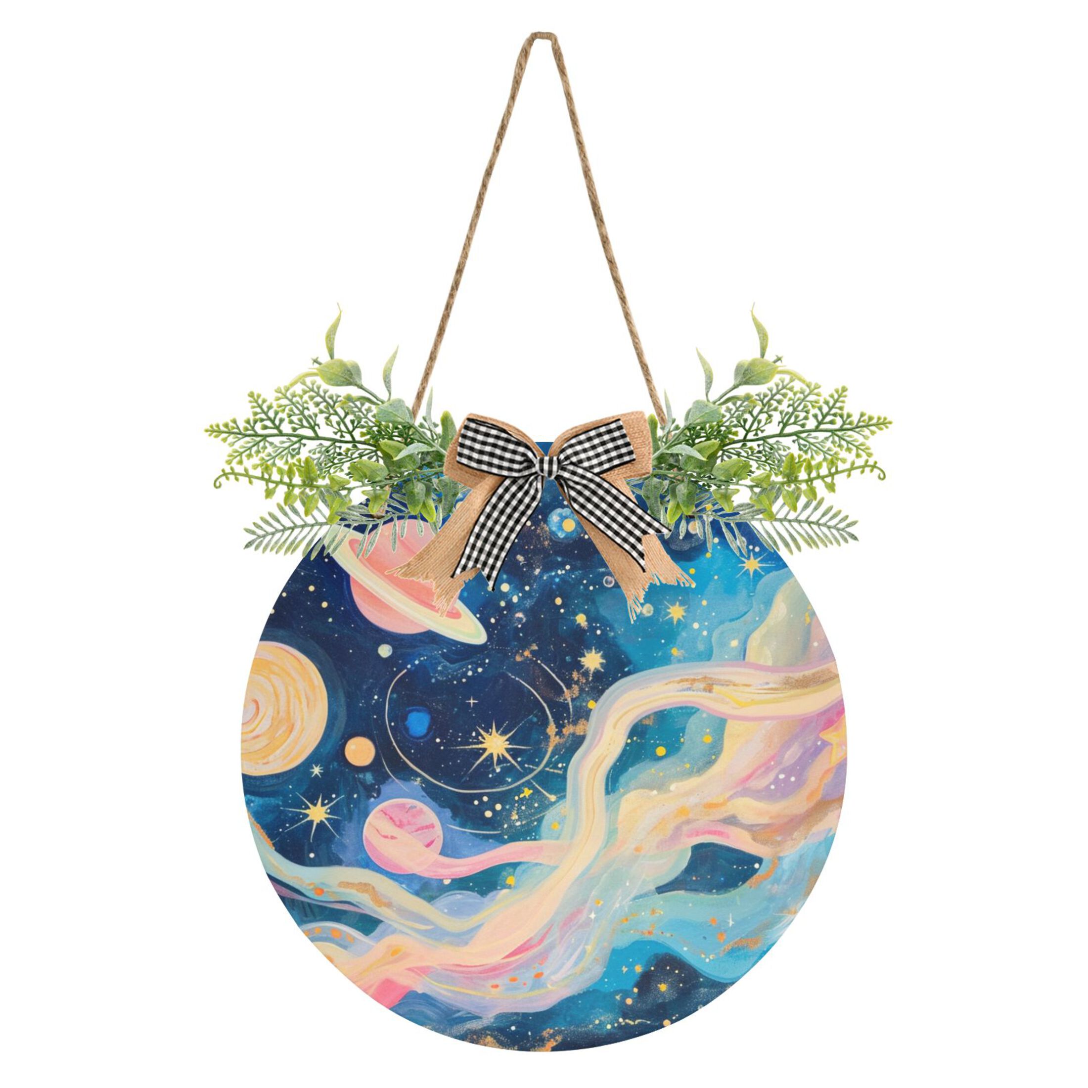 Starry Sky and Planet Welcome Front Door Sign Round 12 inch Porch ...