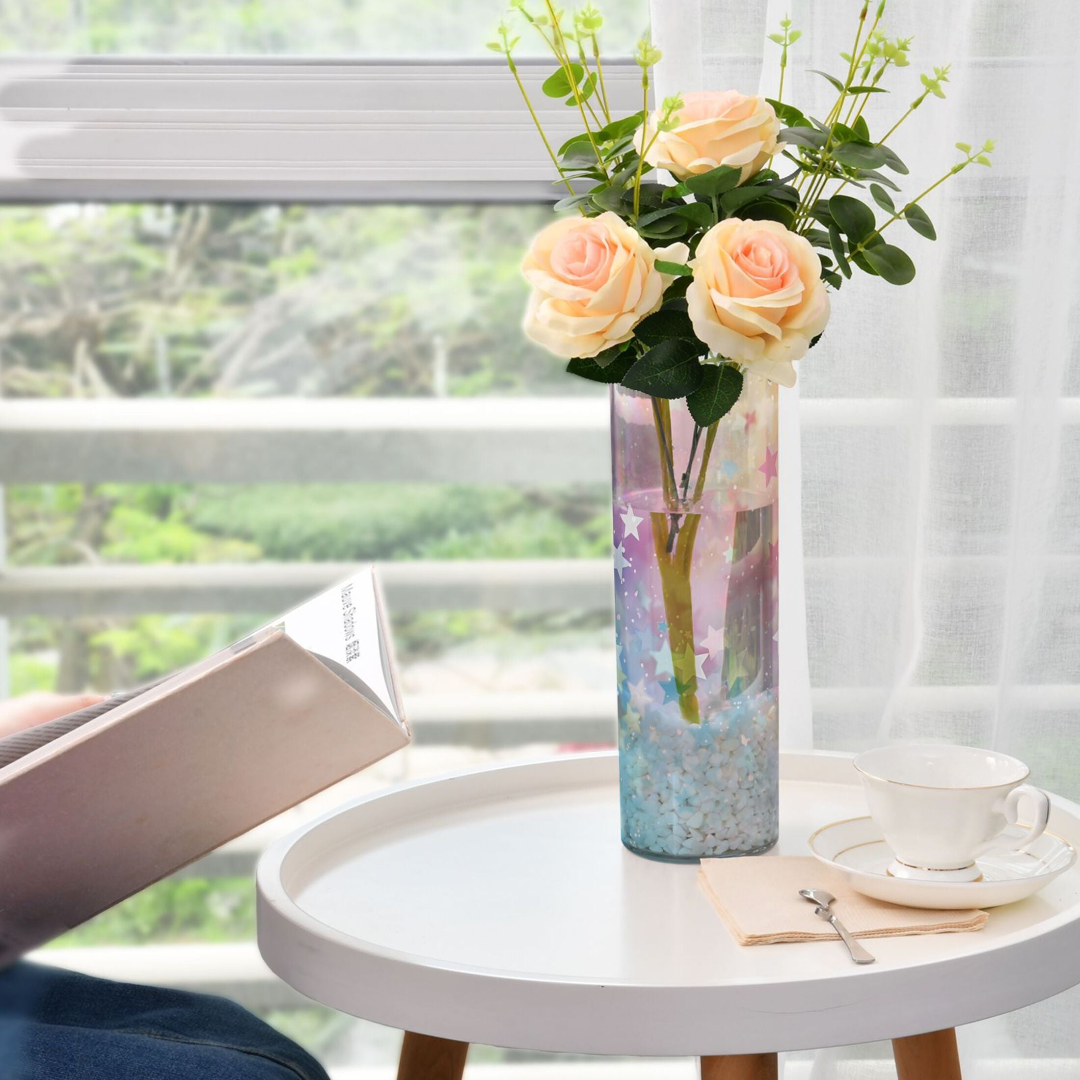 Starry Sky and Star Flower Vase 11.8x3.9 inch Vases Clear Non Breakable ...