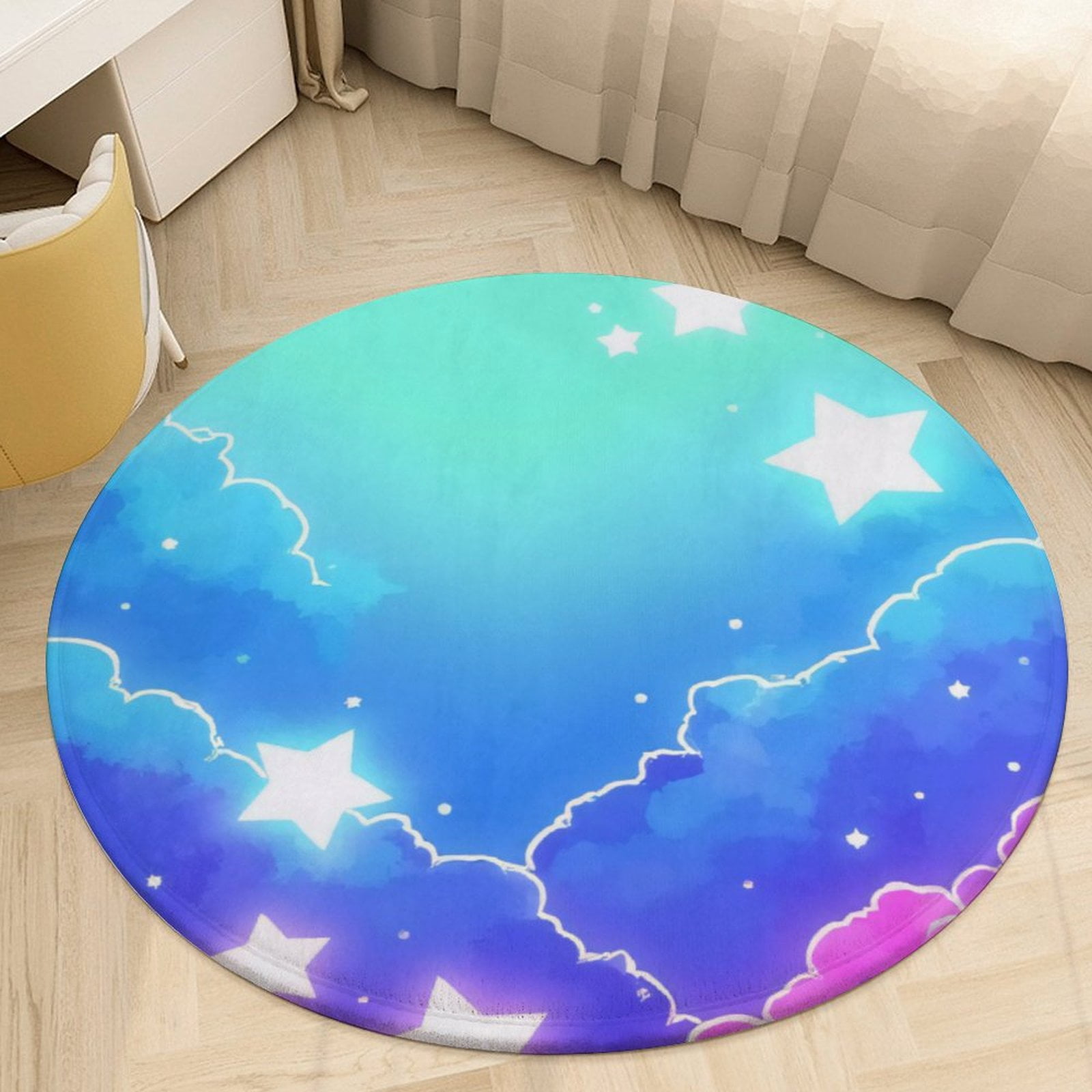 Starry Sky with Clouds Round Area Rugs for Bedroom Living Room, 6FT ...