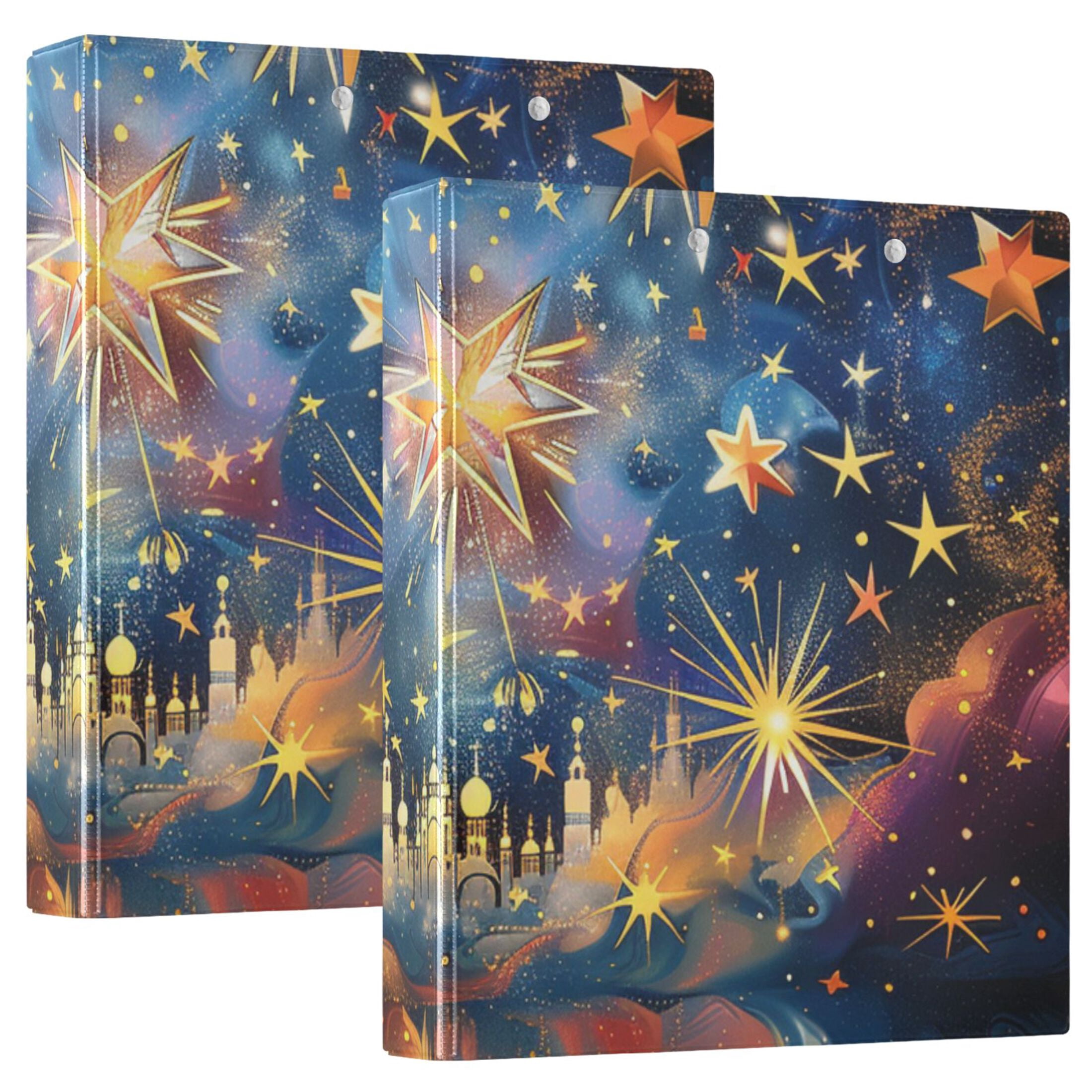 Starry Sky with Stars 3 Ring Binders 1.5 inch Hardcover File Folders ...