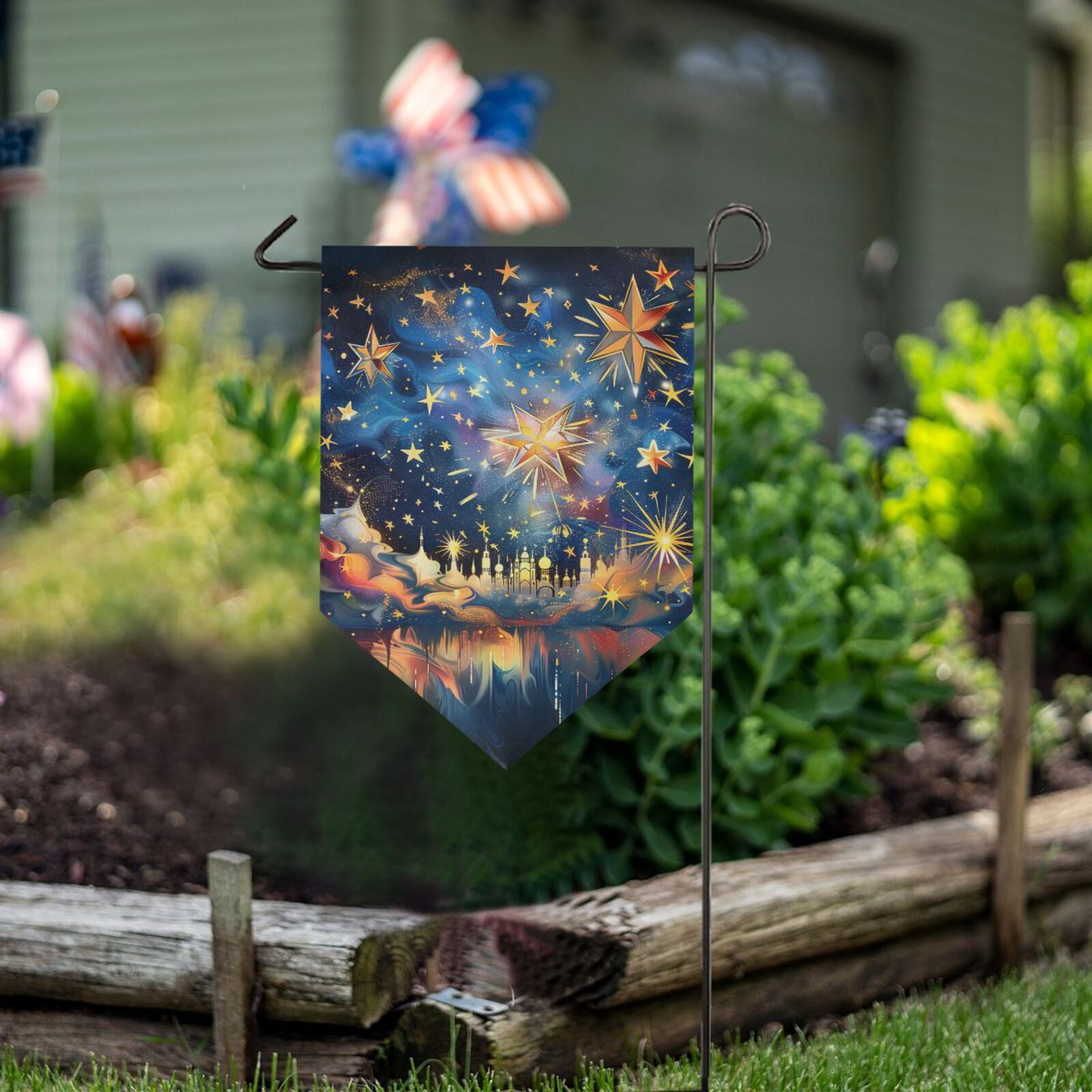 Starry Sky with Stars Garden Flag 18" x 12.5" Double Sided Yard Lawn ...