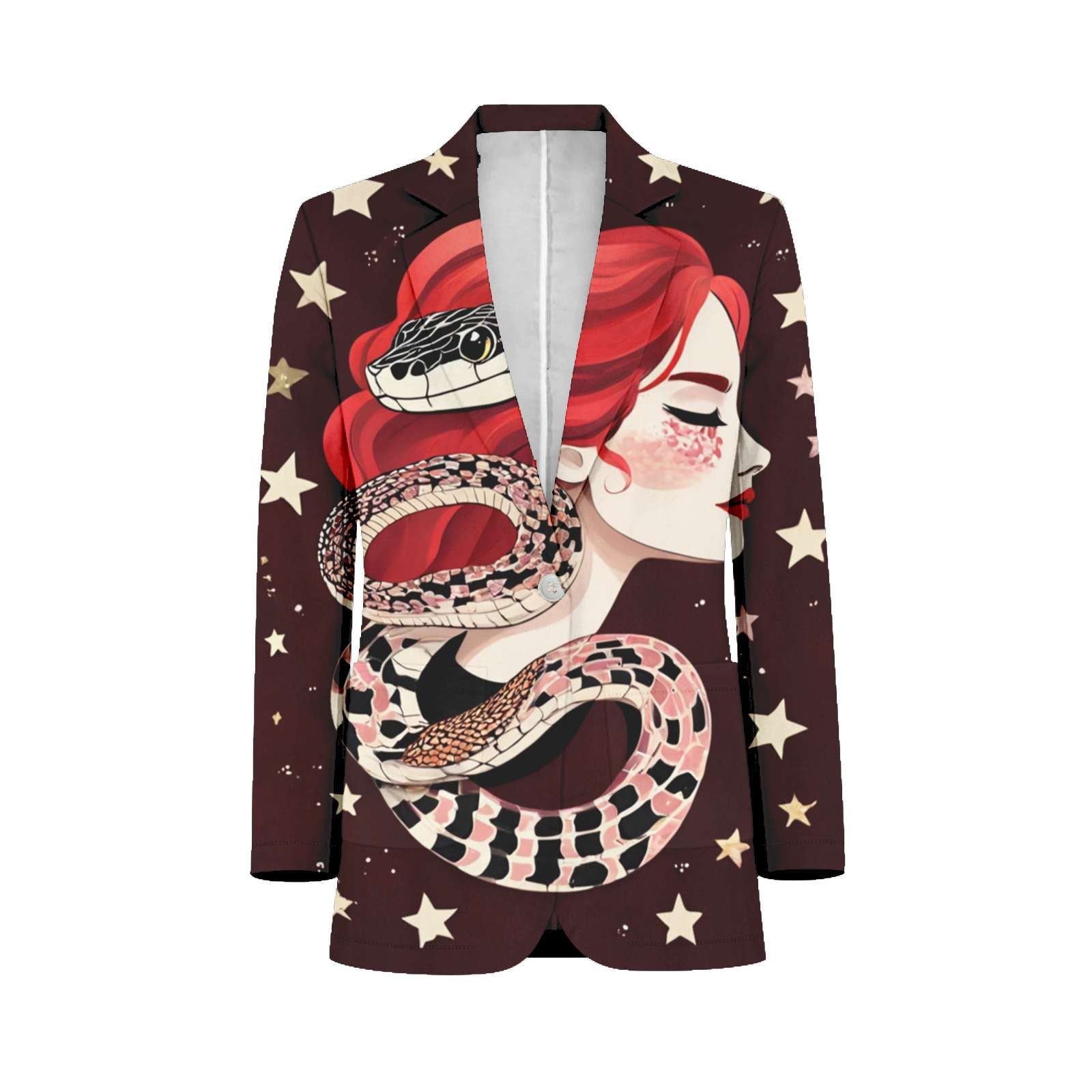 Starry Snake Print Mens Suits Shawl Collar Slim Fit Suit Mens Groom ...