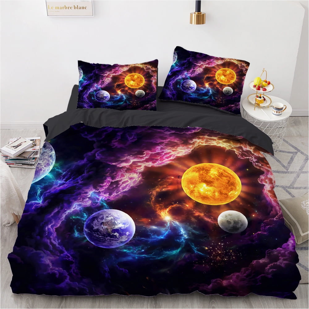 Starry Space Duvet Cover Set, Warm Microfiber Bedding Comforter Set ...