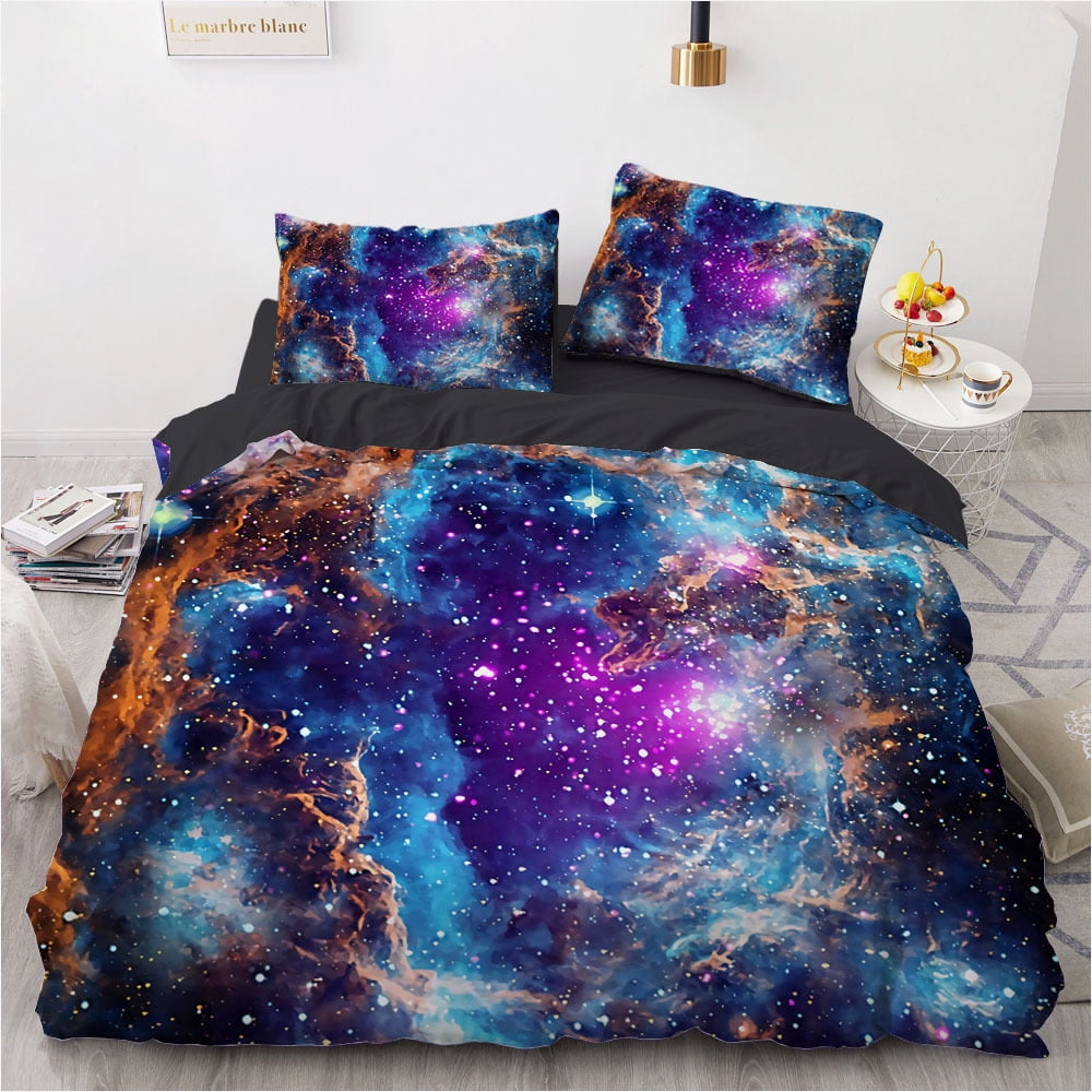 Starry Space Duvet Cover Set, Warm Microfiber Bedding Comforter Set ...
