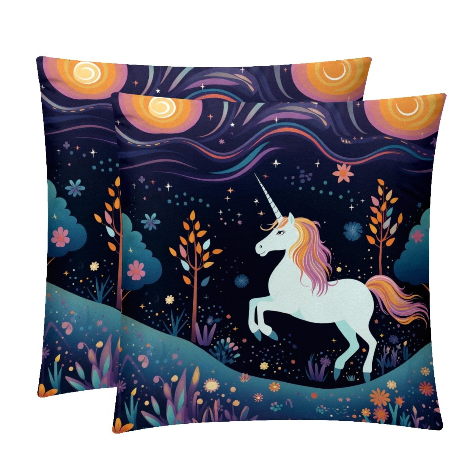 Starry Unicorn Elegant Velvet Decorative Pillows with Unique Patterns ...