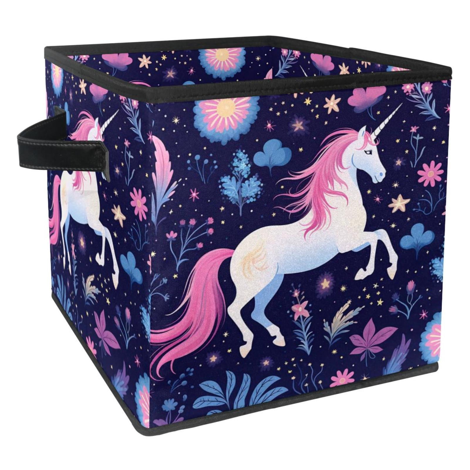 Starry Unicorn Foldable Storage Box with Handle, 10.8"x10.5"x10.6 ...
