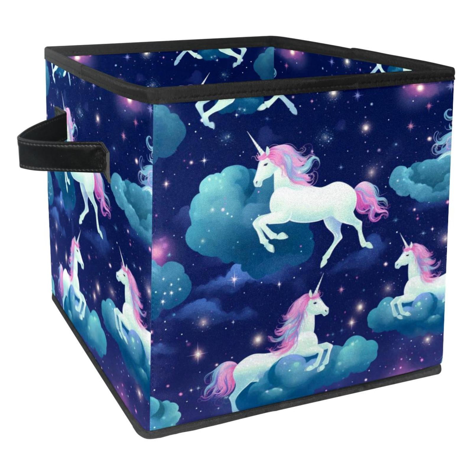 Starry Unicorn Foldable Storage Cubes with Handle, 10.8"x10.5"x10.6 ...