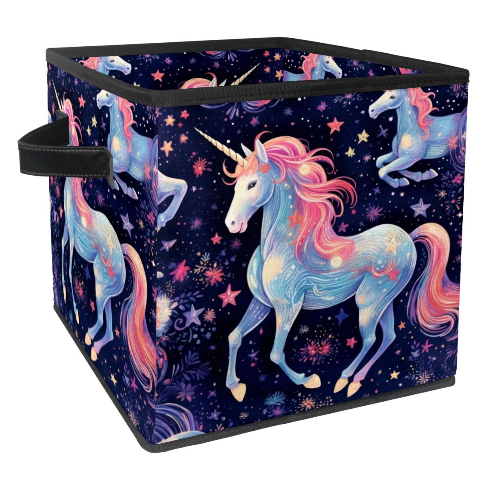 Starry Unicorn Foldable Storage Cubes with Handle 10.8"x10.5"x10.6 ...
